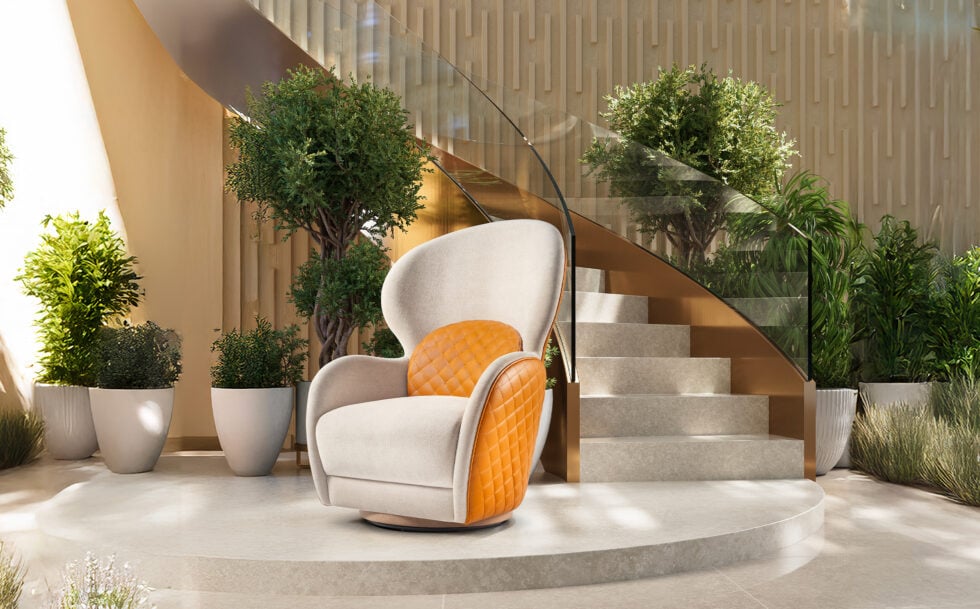 GEM ICONIC CHAIR 901 (QUILTED LEATHER) (SWIVEL) | Adriana Hoyos | Worldwide